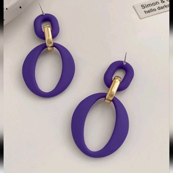 SHEIN | Jewelry | New Purple And Gold Chain Link Earrings | Poshmark